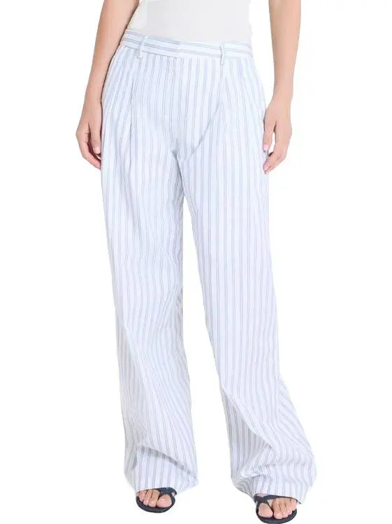 TWP Sulli Ticking Stripe Cotton Pants - White/midnight