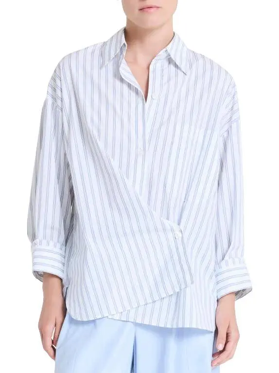 TWP Striped Cotton Button-up Shirt - White/midnight