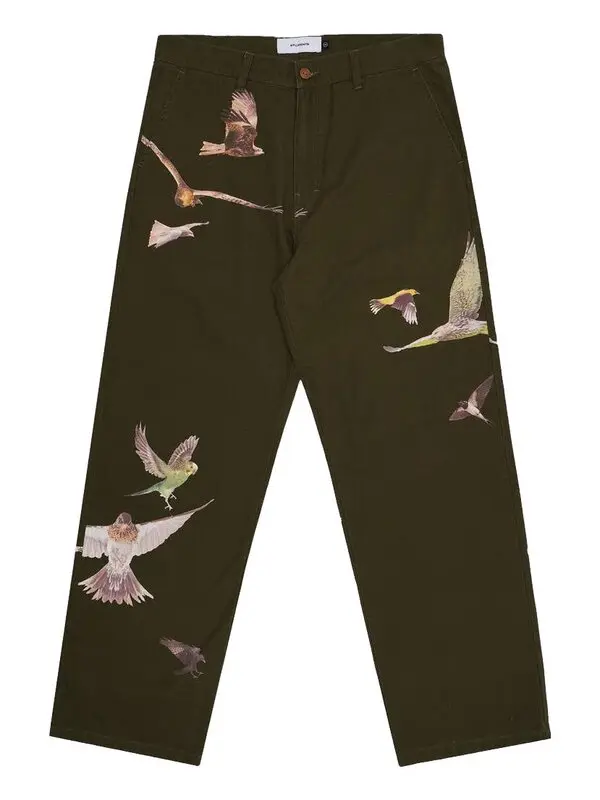 STUDENTS Printed Straight-leg Twill Pants - Military