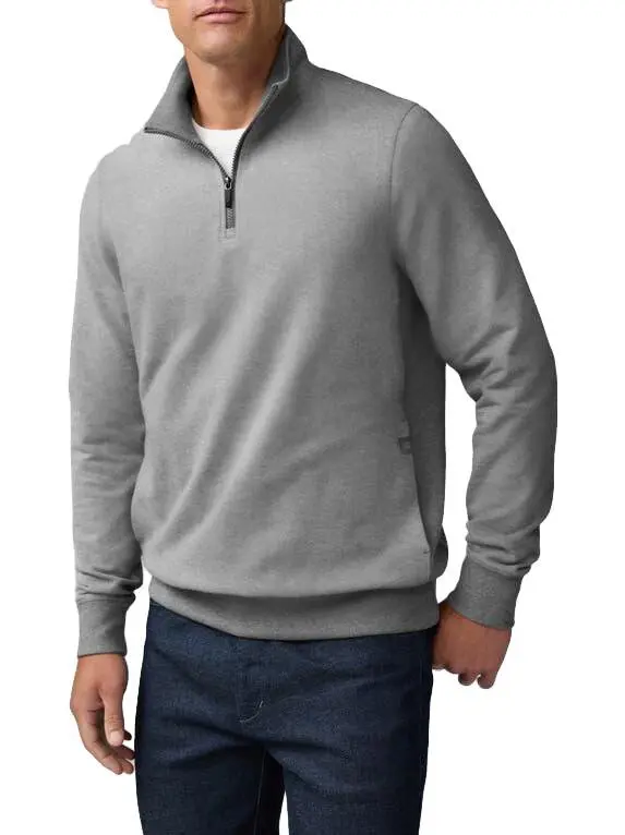 Mack Weldon Ace Cotton Blend French Terry Half Zip Pullover - Medium Grey Heather