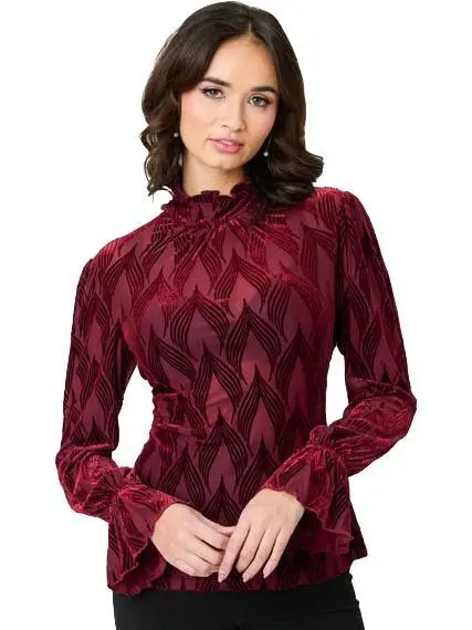 Unique Vintage Donna Blouse - Burgundy Lace