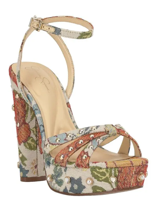 Jessica Simpson Ilaria 2 Ankle Strap Platform Sandal - Cream Multi