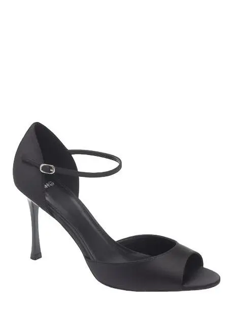 Mango Satin Stiletto Sandal - Black