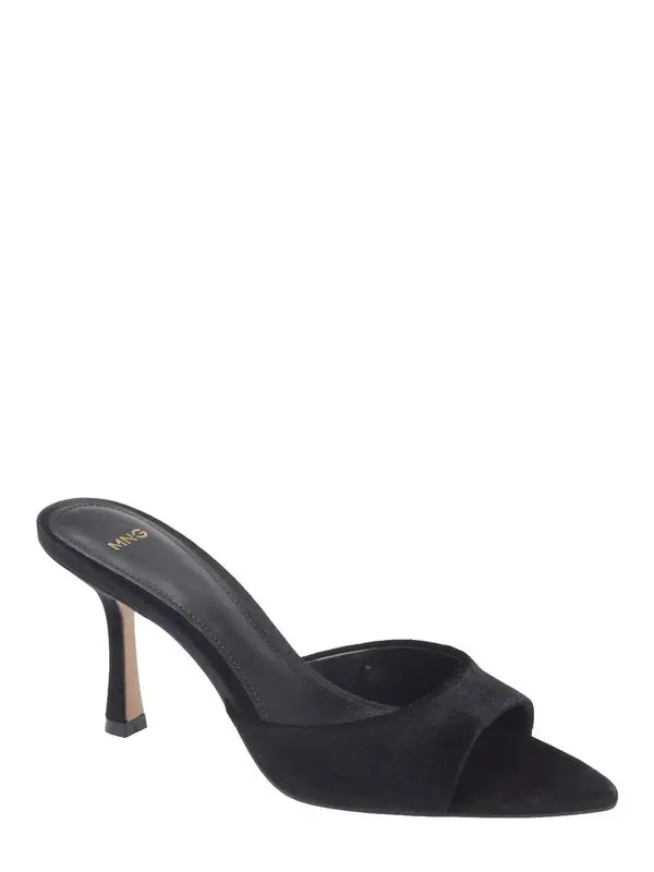 Mango Velvet Slide Sandal - Black