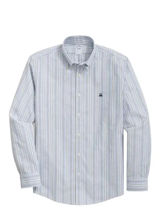 Brooks Brothers Stripe Regular Fit Stretch Button Down Shirt - Hydrangea Outline Stpripe