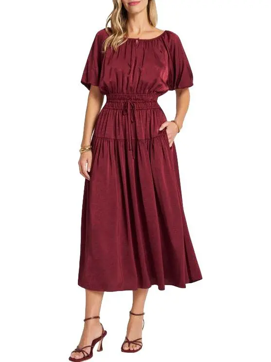 Matty M. Belle Puff Sleeve Dress - Merlot