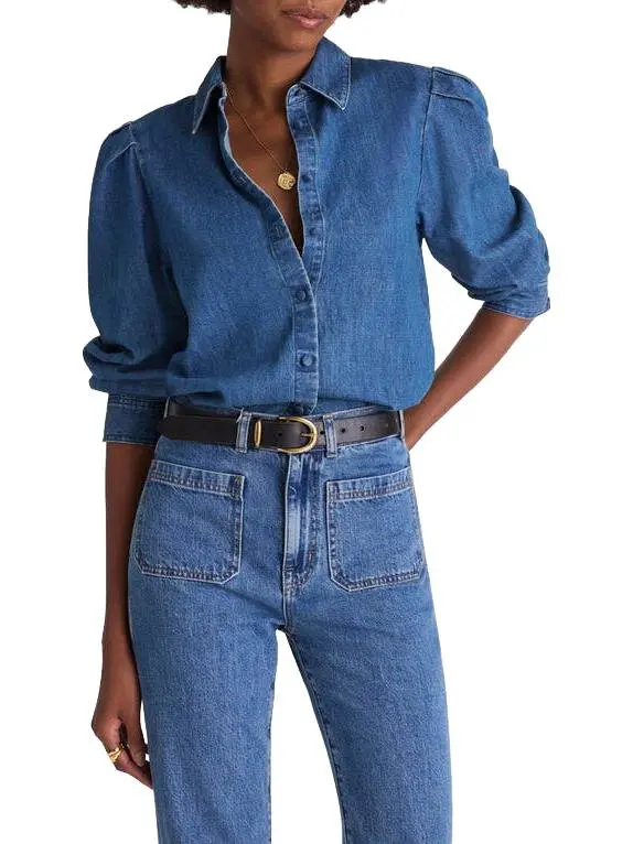Madewell Puff Sleeve Denim Shirt - Petersburg Wash