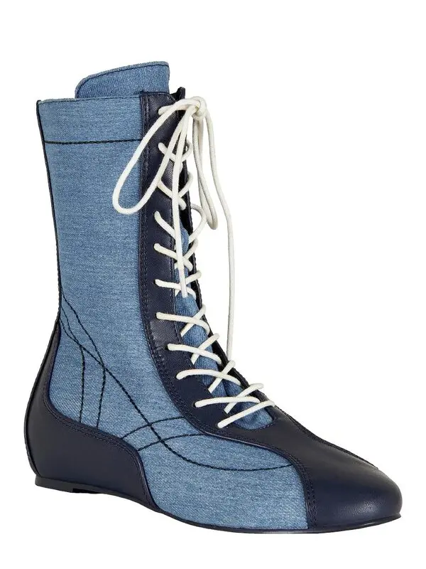 AZALEA WANG Passer Boxing Boots - Navy