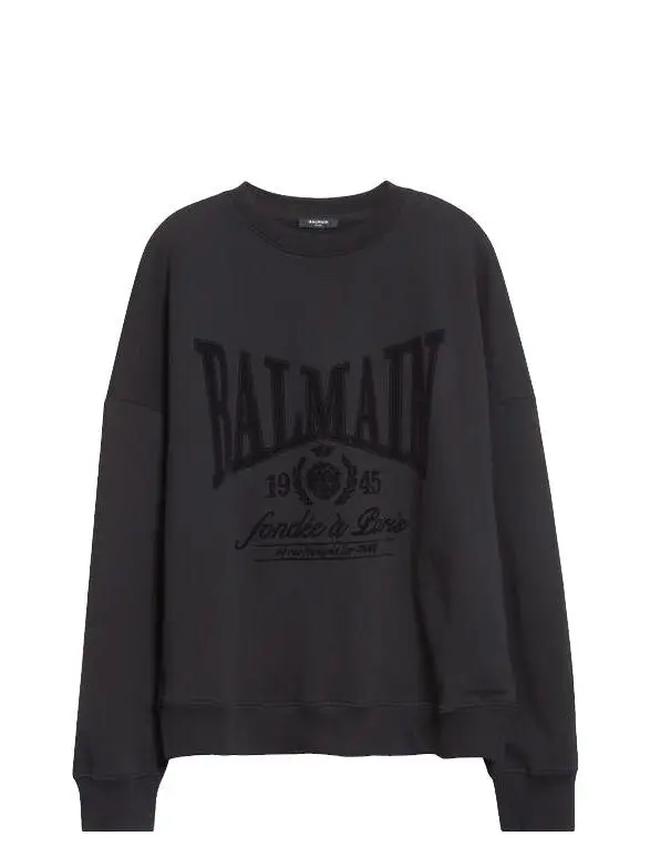 Balmain 1945 Logo Graphic Sweatshirt - Black/black