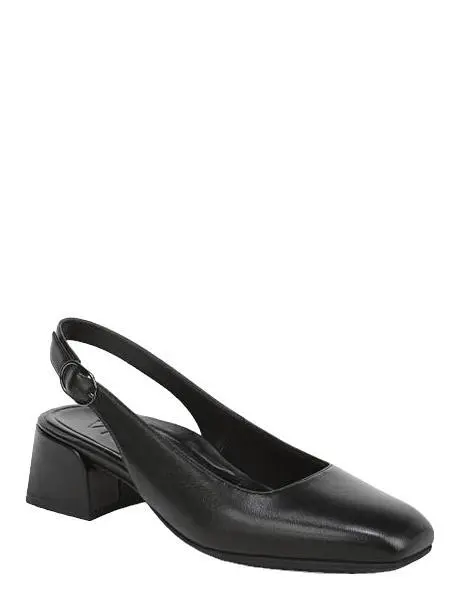 Vionic Reyes Block Heel Slingback Pump - Black Leather