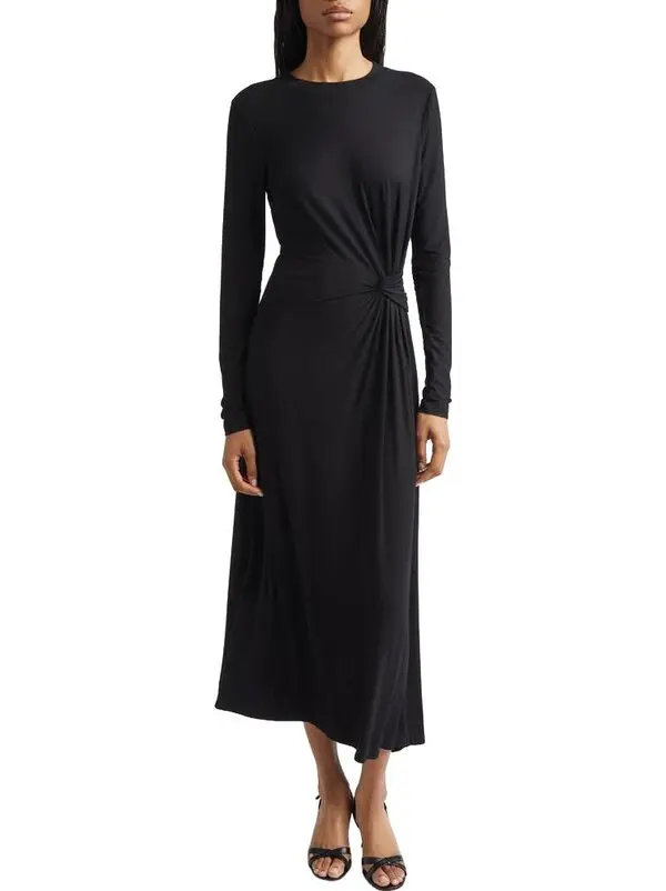 Derek Lam 10 Crosby Long Sleeve Twist Detail Jersey Midi Dress - Black