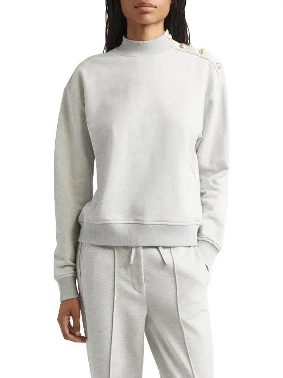 Derek Lam 10 Crosby Hylda Cotton Sweatshirt With Button Accent - Grey