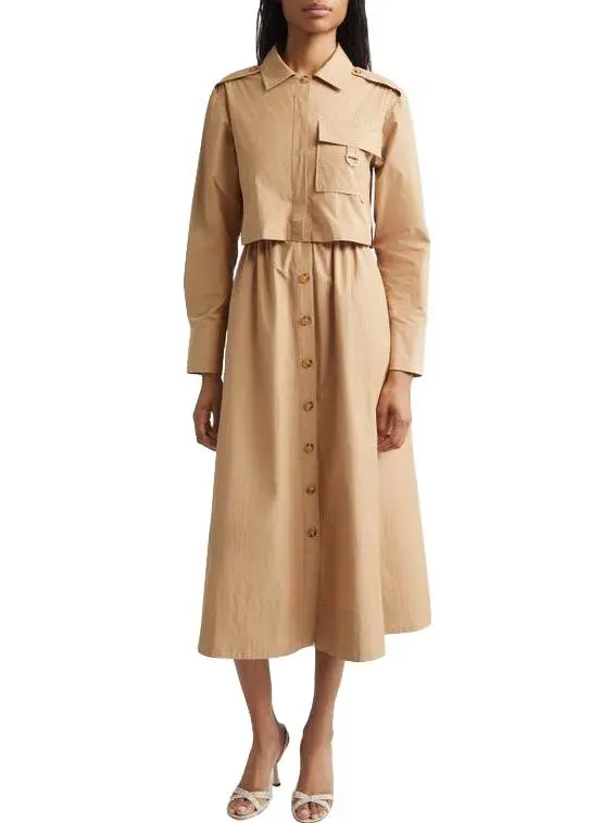 Derek Lam 10 Crosby Janine Long Sleeve Midi Trench Dress - Camel