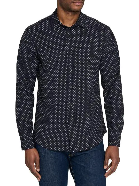 W.R.K Basic Slim Fit Micropaisley Performance Button-up Shirt - Black