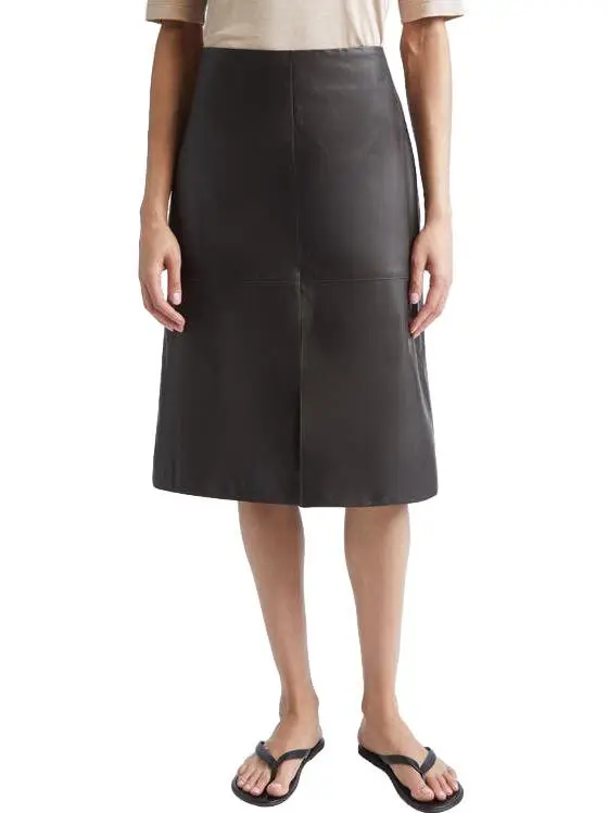 Partow Broome Leather A-line Skirt - Charcoal