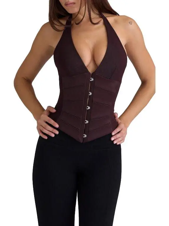 House Of Cb Lia Corset Top - Dark Cherry