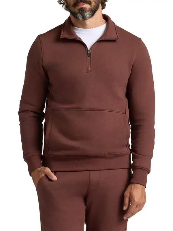 True Classic Fleece Quarter Zip Sweatshirt - Carob
