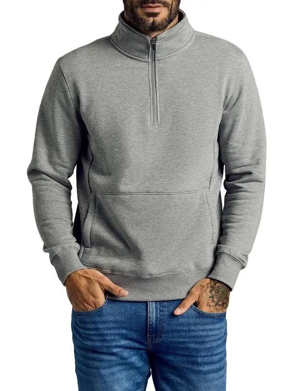 True Classic Fleece Quarter Zip Sweatshirt - Medium Heather Gray