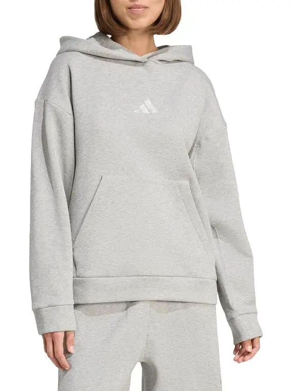 Adidas All Szn Holiday Glitter Fleece Loose Hoodie - Medium Grey Heather