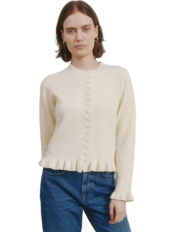 ALBARAY Frill Button Cardigan - Buttermilk