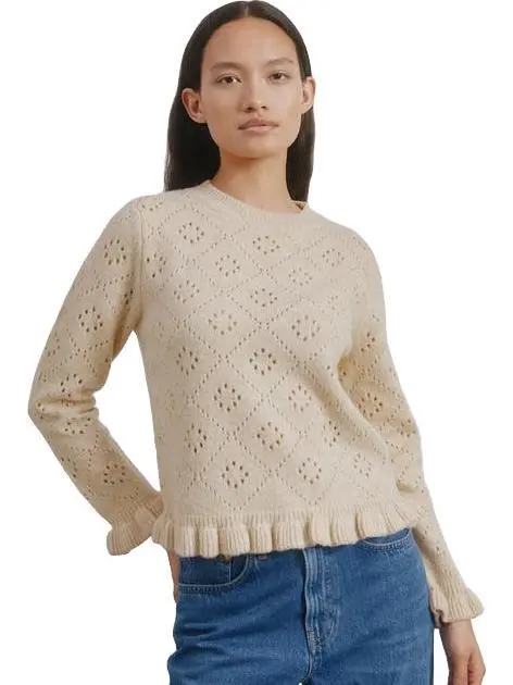 ALBARAY Pointelle Ruffle Sweater - Cream