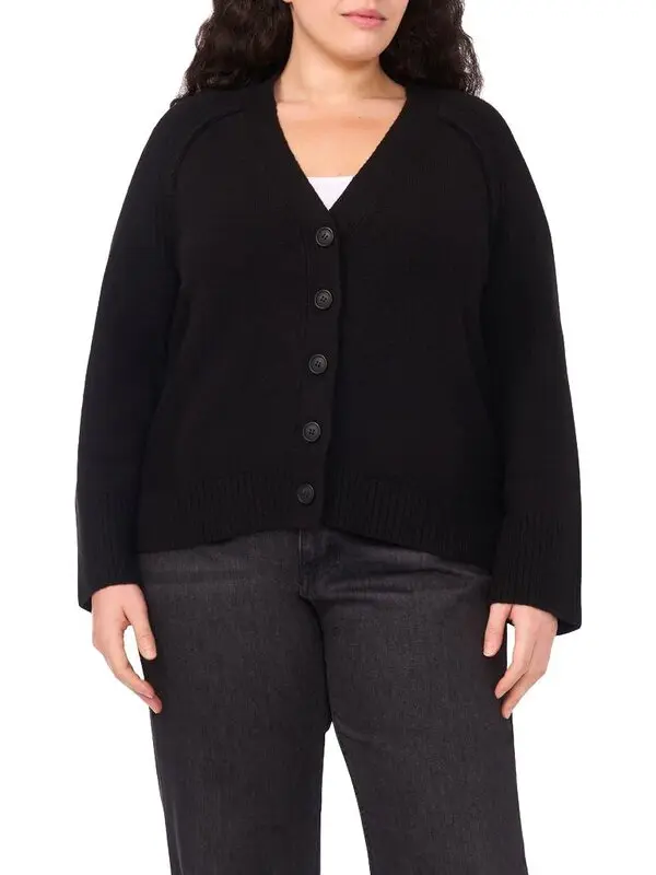 Halogen Raglan Sleeve V-neck Cardigan - Rich Black