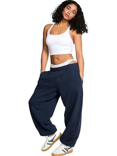Pink Luxe Fleece Baggy Sweatpants - Blue
