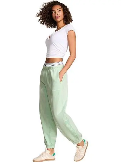 Pink Luxe Fleece Baggy Sweatpants - Green