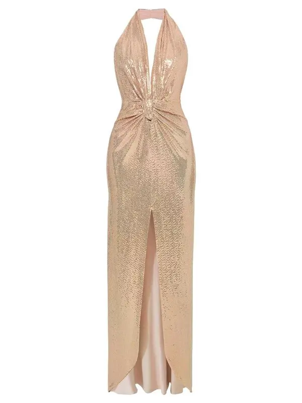 NISSA Sequin-embellished Backless Maxi Dress - Pink