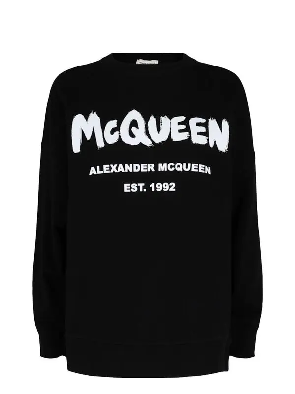 Alexander McQueen Graffiti Logo Sweatshirt - Black White