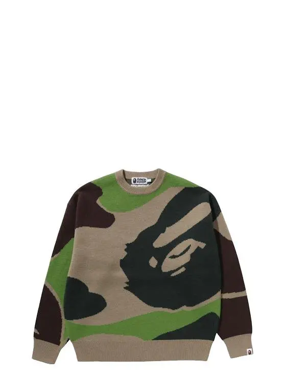 BAPE Mega Abc Camo Knit Crewneck Sweatshirt - Green