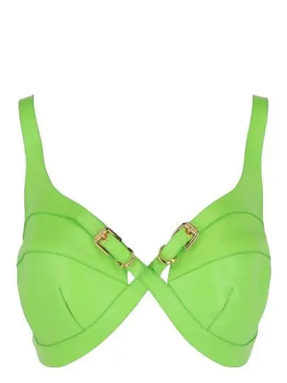 Givenchy Crisscross Leather Top - Bright Green
