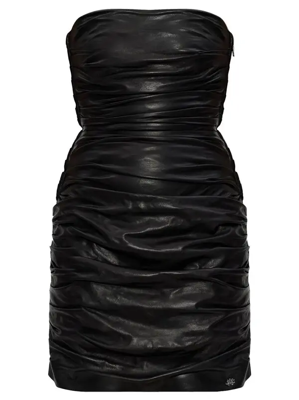 Amiri Leather Bandeau Mini Dress - Black