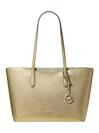 Michael Kors Arden Large Metallic Top-zip Tote Bag - Gold