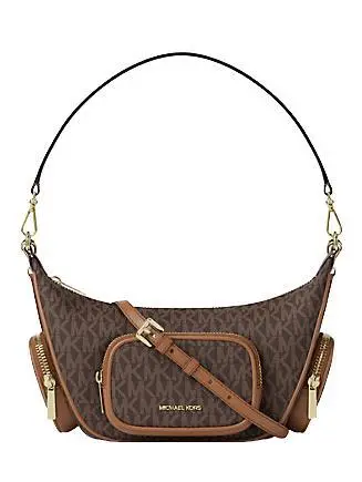 Michael Kors Merritt Small Signature Logo Convertible Shoulder Bag - Brown