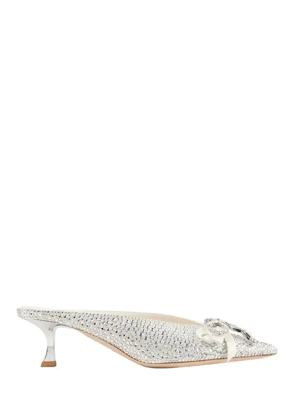 JIMMY CHOO Auria 50 Embellished Mules - Ivory