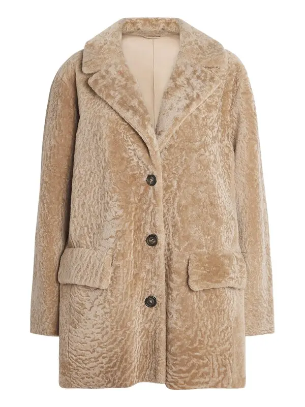 Eleventy Shearling Overcoat - Beige