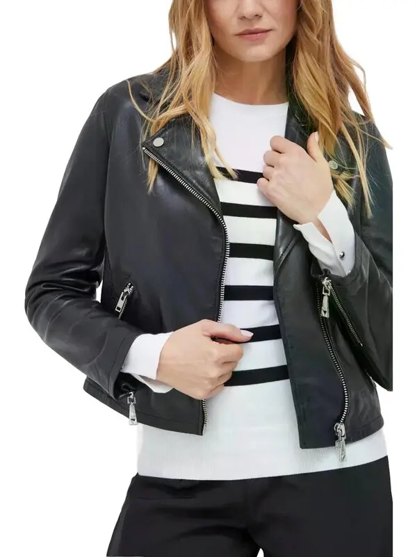 Guess Leather Zip Jacket - Black