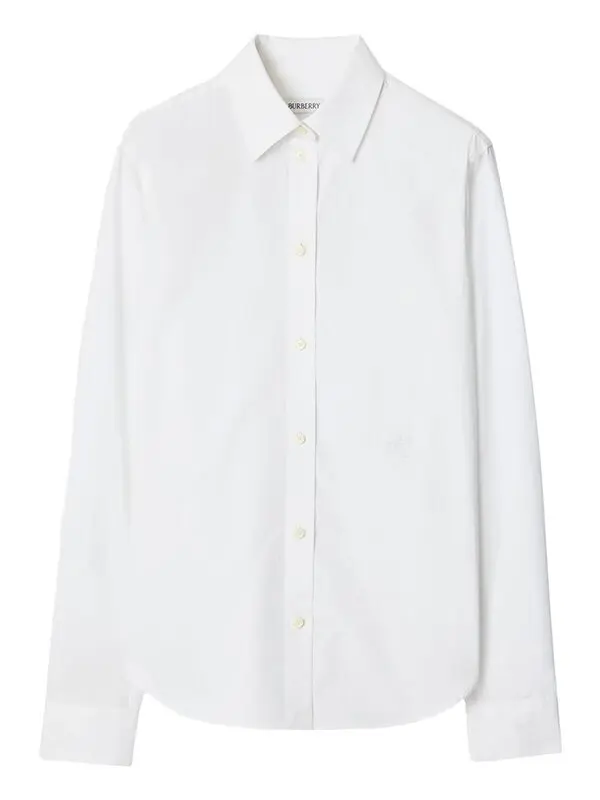 Burberry Ellora Check-lined Cotton Poplin Shirt - White