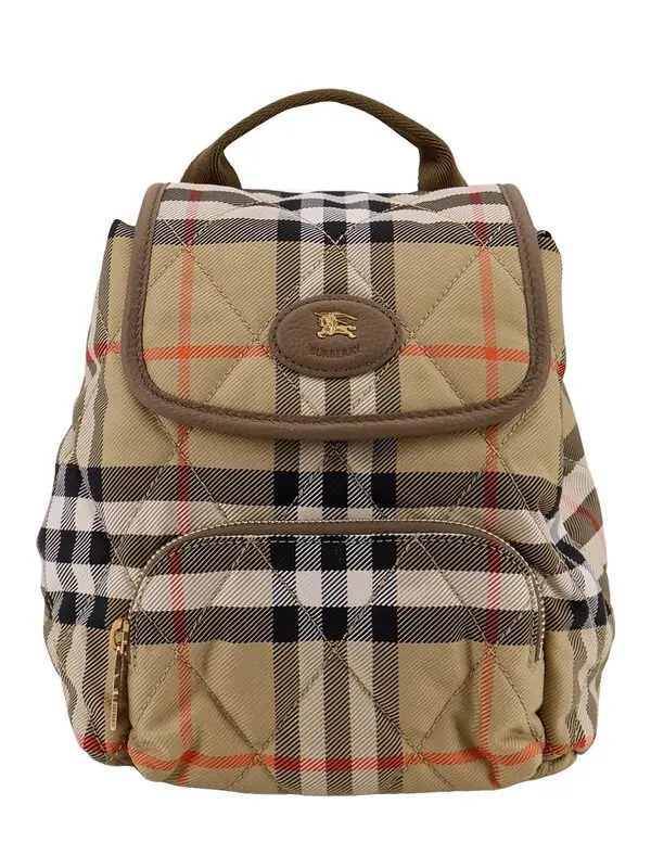 Burberry Horseshoe Check Nylon Backpack - Beige