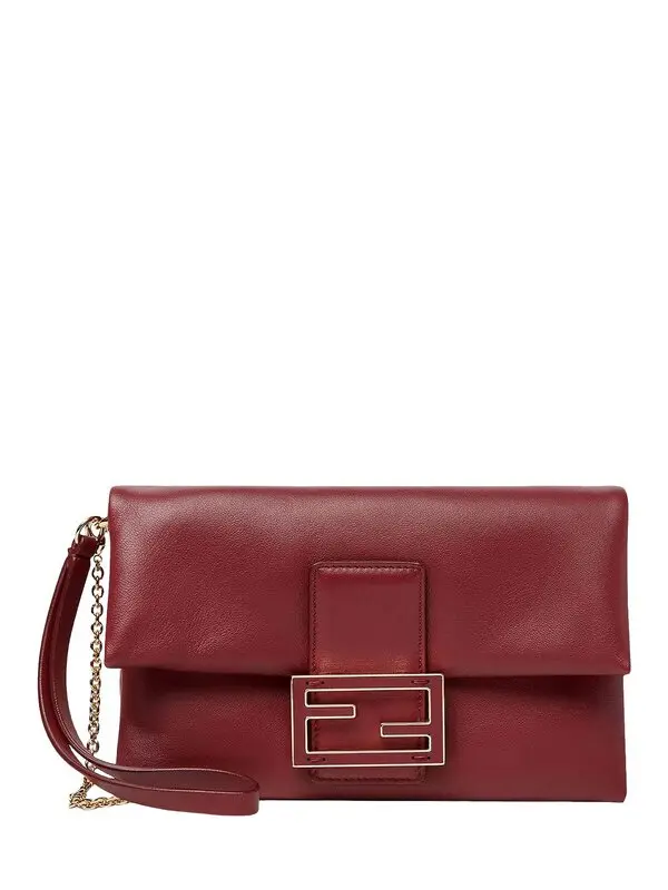 Fendi Mamma Baguette Leather Crossbody Bag - Red