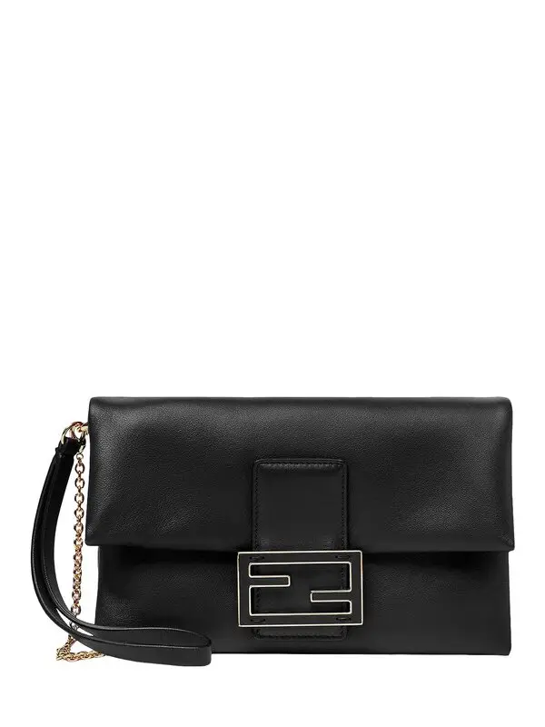 Fendi Mamma Baguette Leather Crossbody Bag - Black