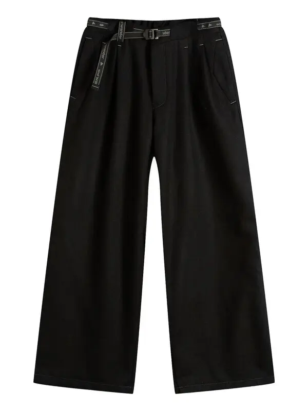 AND WANDER Rewool Tweed Wide Trousers - Black