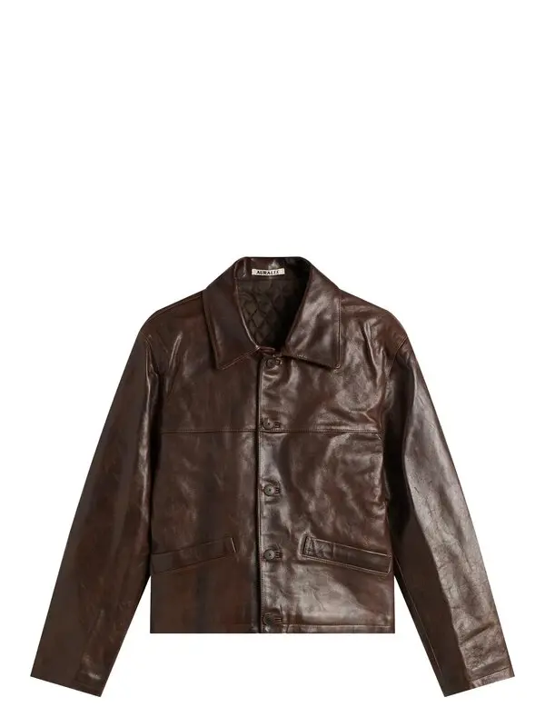 Auralee Heavy Lamb Leather Blouson - Dark Brown