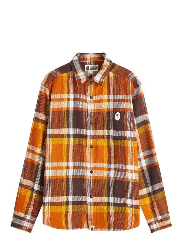 A BATHING APE Checked Overshirt - Orange