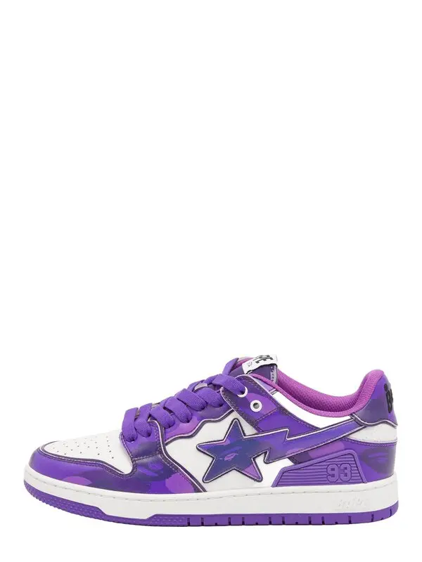 A BATHING APE Camo Leather Sk8 Sta Sneaker - Purple