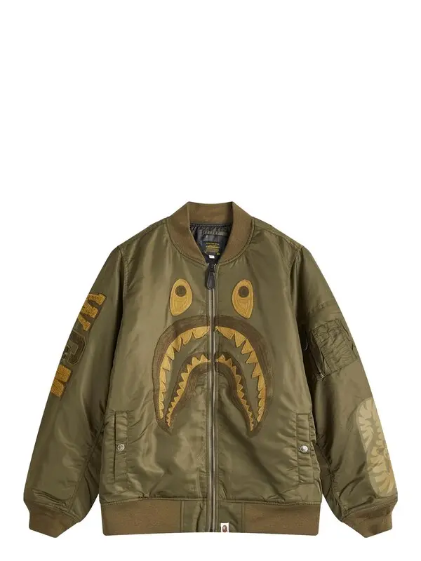 A BATHING APE Shark Ma-1 Jacket - Olive