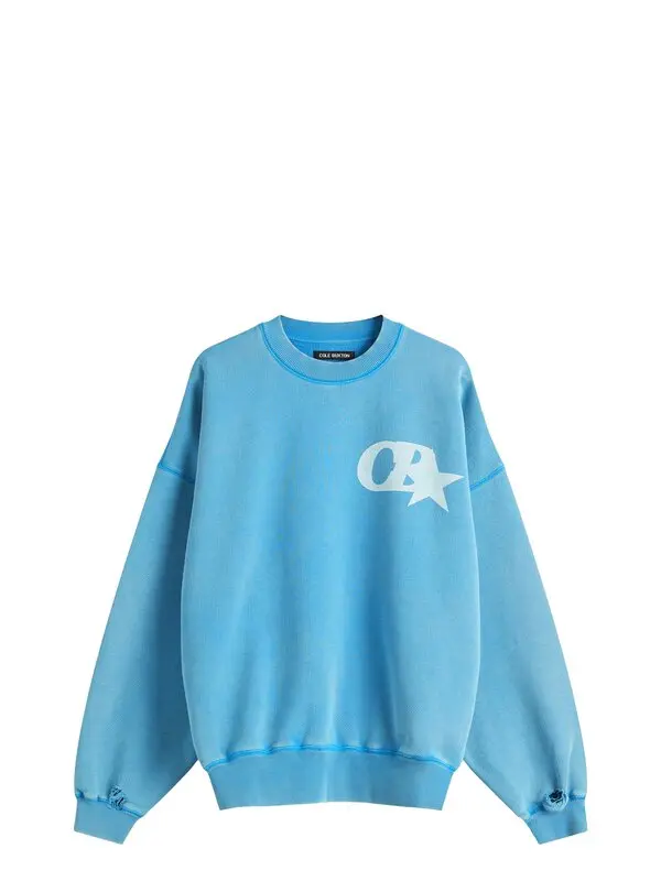 COLE BUXTON Cb Star Distressed Sweatshirt - Washed Blue