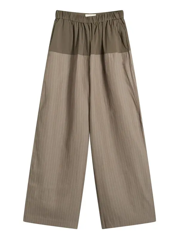 ST. AGNI Relaxed Splice Pants - Khaki Pinstripe
