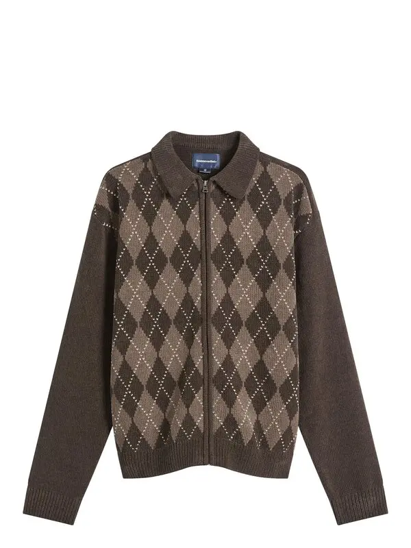 THISISNEVERTHAT Argyle Zip Knit Cardigan - Brown